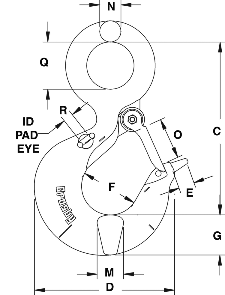 ROV Eye Hook Crosby L-320R, painted | Traction Levage