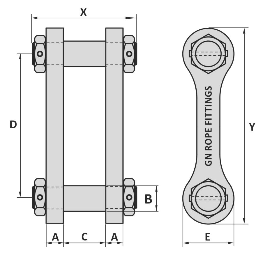 GN H12 Shackle- Double Pin Connector | Traction Levage