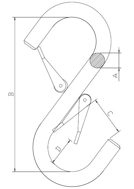 S Hook With Safety Latches On Both Sides 1730 | Traction Levage