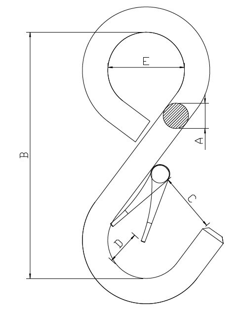 S Hook With Safety Latch On One Side 1750 | Traction Levage