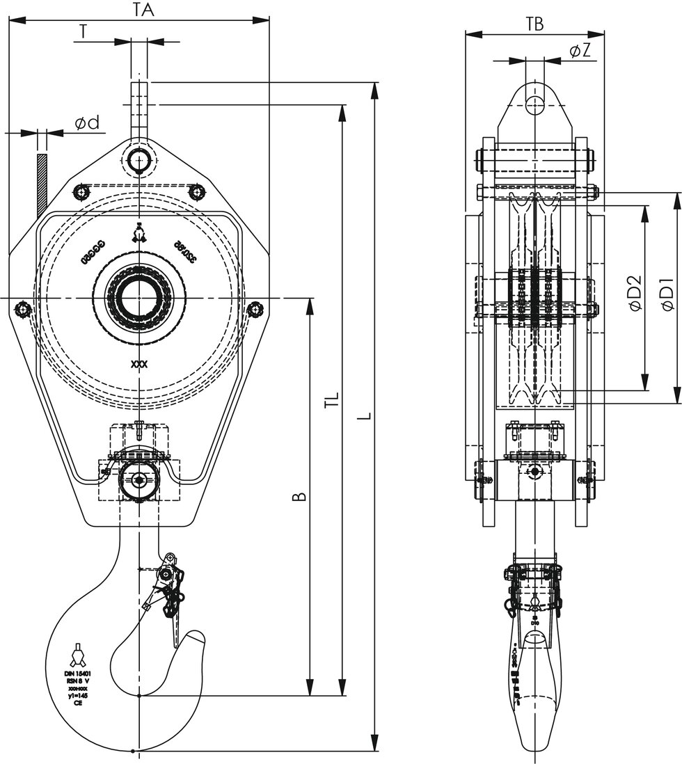 Standard Reeve Crane Blocks 2 Sheaves | Traction Levage