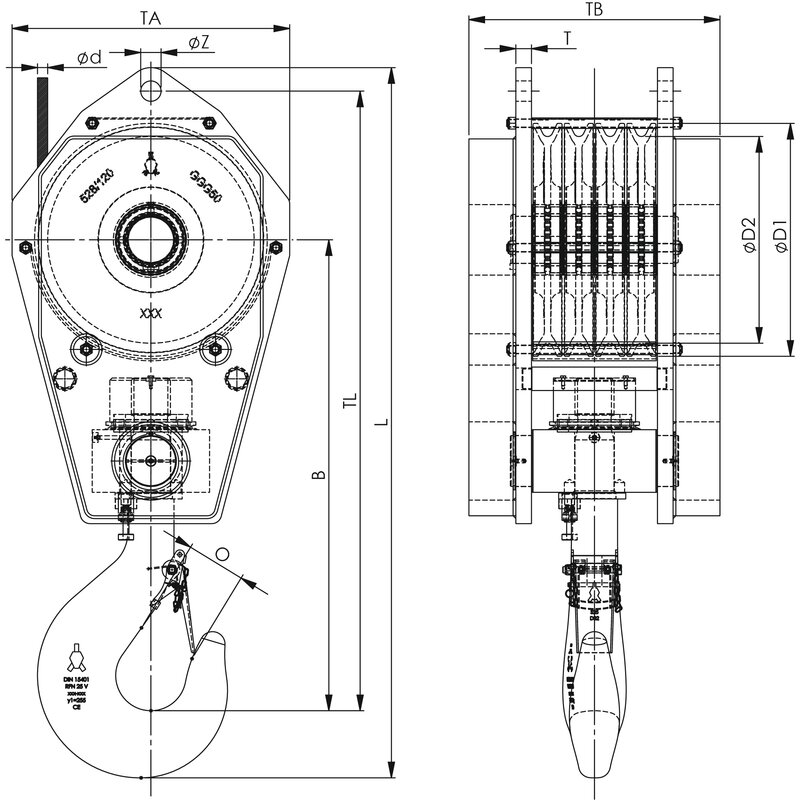 Standard Reeve Crane Blocks 4 sheaves | Traction Levage