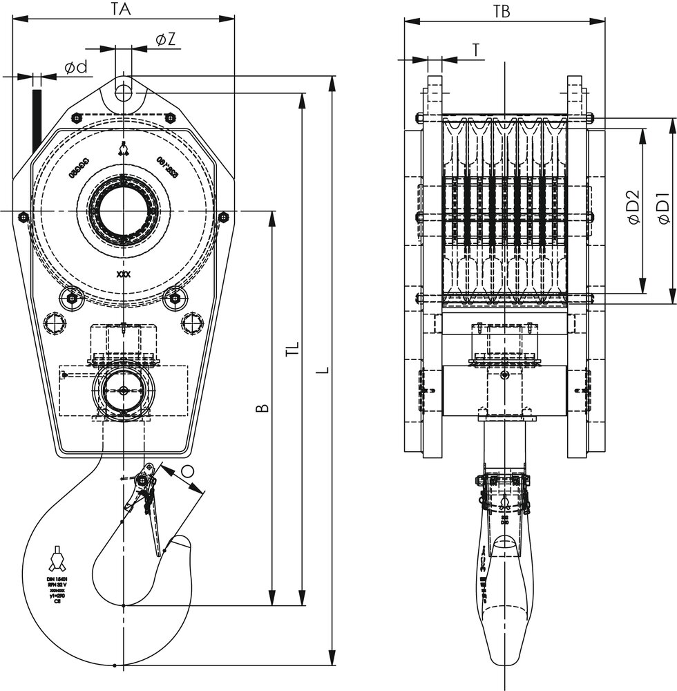 Standard Reeve Crane Blocks 5 sheaves | Traction Levage