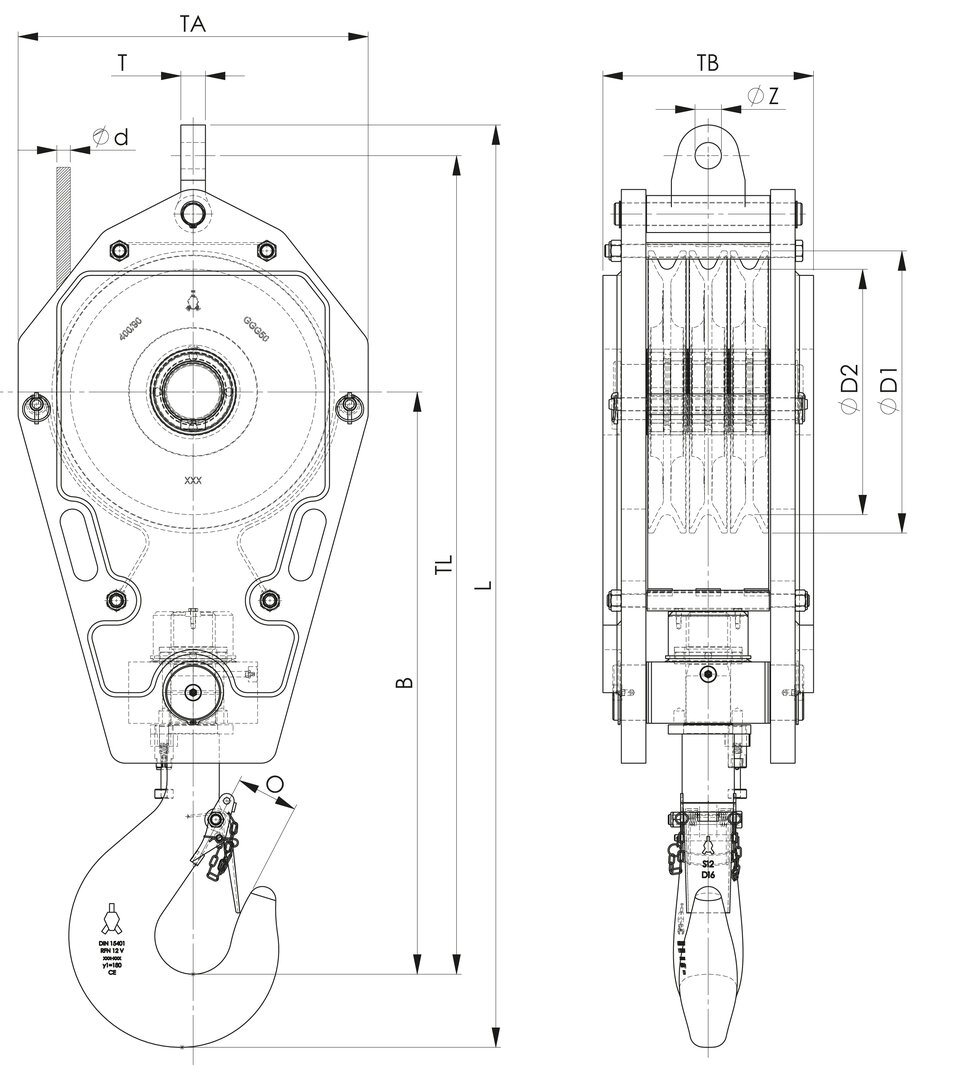 Fast Reeve Crane Blocks 3 sheave | Traction Levage