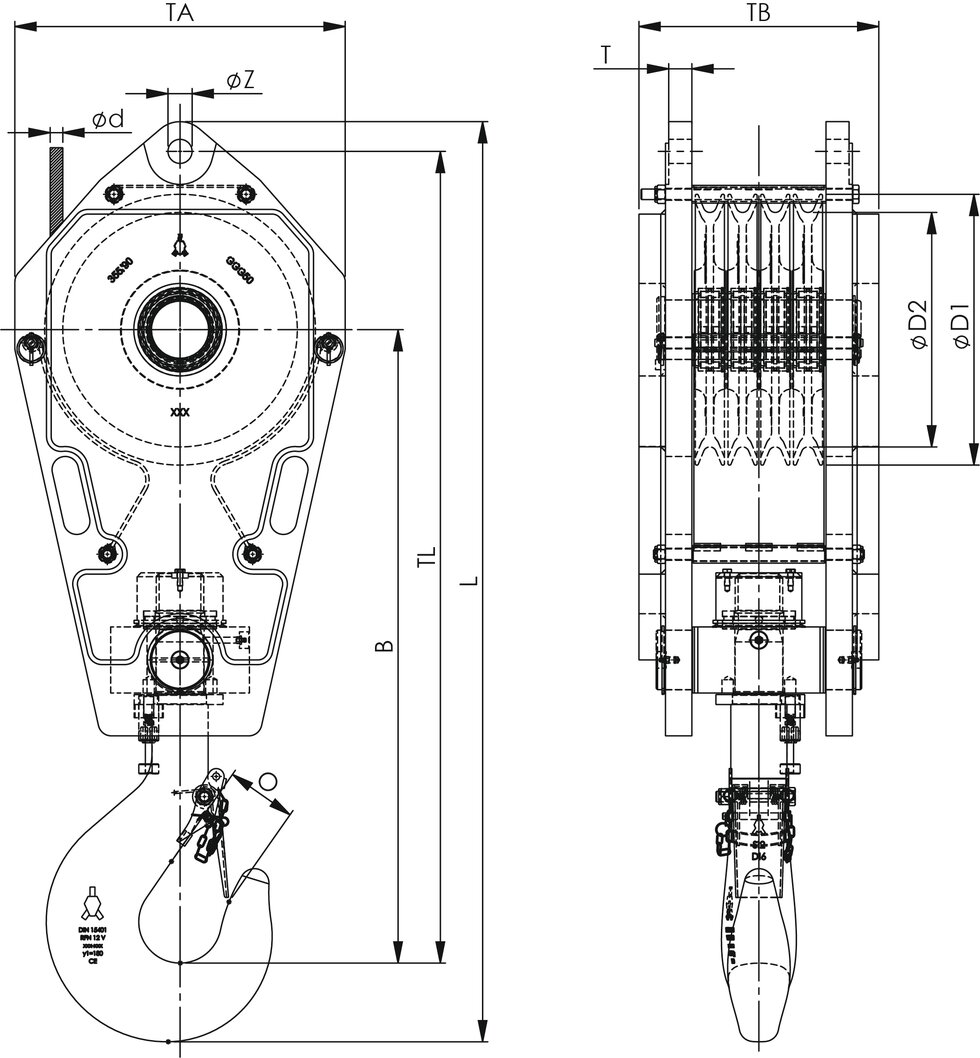 Fast Reeve Crane Blocks 4 sheave | Traction Levage