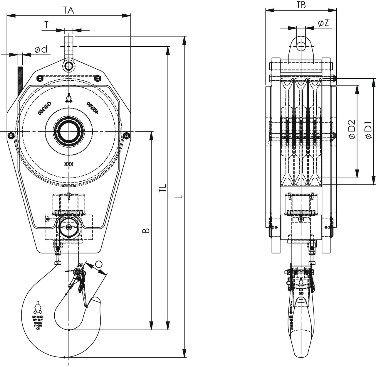 Standard Reeve Crane Blocks 3 Sheaves - Traction Levage